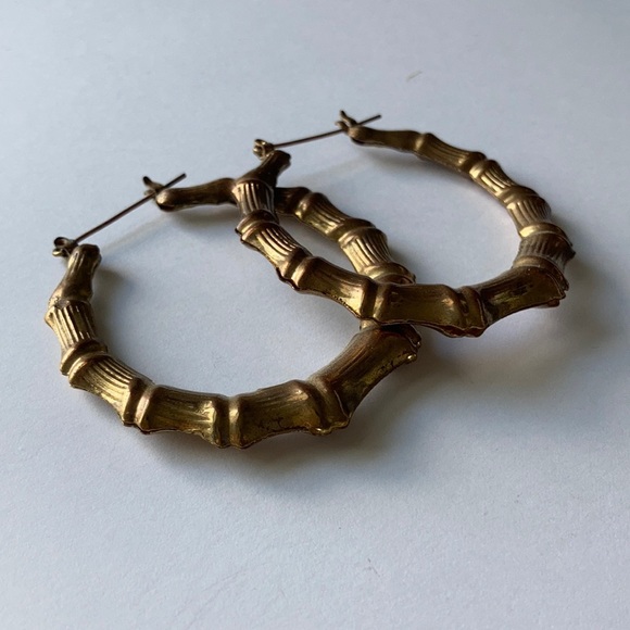 Unknown | Jewelry | Small Rustic Gold Bamboo Hoop Earrings | Poshmark